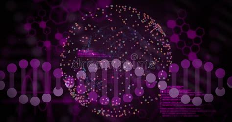 Dna Strand And Molecular Structure Animation Over Scientific Data Visualization Stock Video