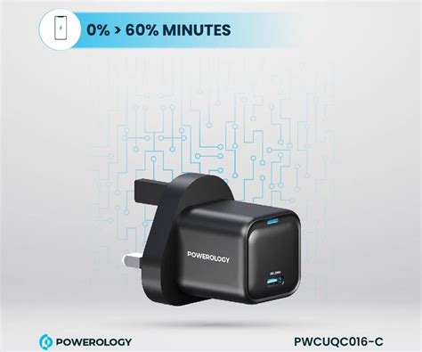 Powerology W Single C Port Pd Charger Uk With Type C To C W Cable Usb C Fast Charging