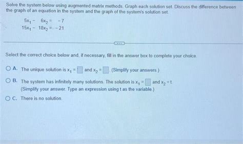 Solved Solve The System Below Using Augmented Matrix