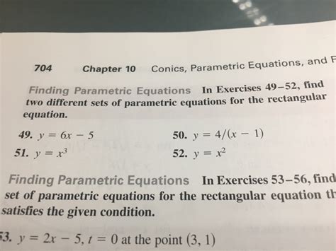 solved find two different sets of parametric equations for