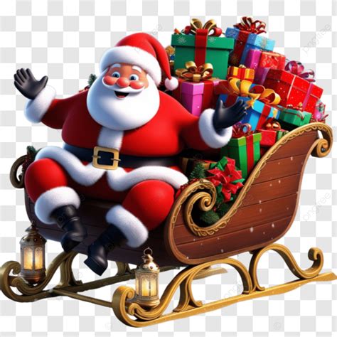 3차원 만화 산타클로스 와 A 썰매 가득하다 의 크리스마스 선물 산타 클로스 썰매 크리스마스 선물 Png 일러스트 및 이미지 에 대한 무료 다운로드 Pngtree