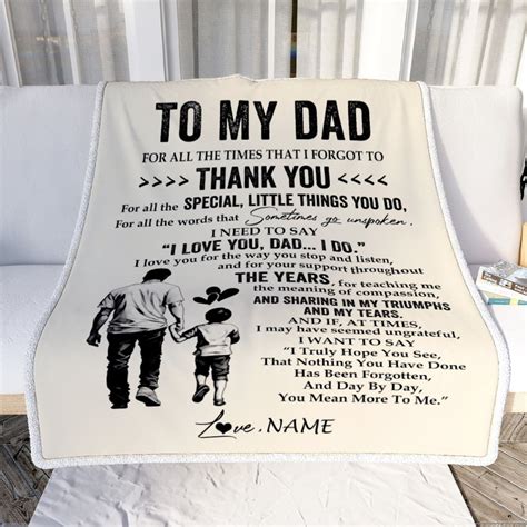 Personalized To My Dad Blanket From Son For All The Times That I Forgot