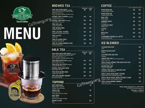 Phúc Long Coffee tại Vinh Center Menu Review