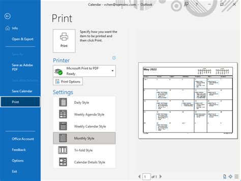 How To Save Or Print An Outlook Calendar As PDF WAMS Inc