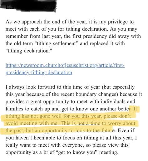 Bishops Invitation Letter For Tithing Declaration 2023 Rexmormon
