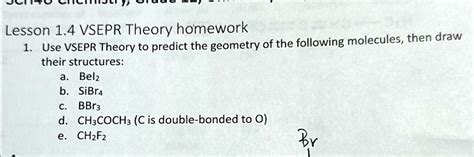 SOLVED Lesson 1 4 VSEPR Theory Homework Use VSEPR Theory To Predict
