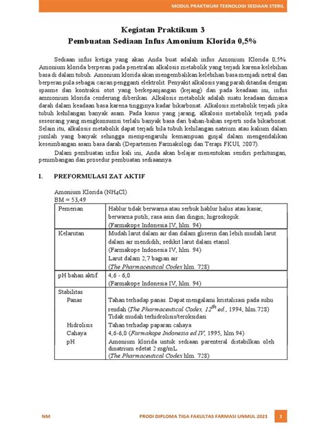 Modul Iv Praktikum 3 Pembuatan Sediaan Infus Amonium Klorida 05 Pdf