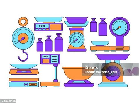 다양한 가늠자 무게 측정 킬로그램 무게를 다는 사람 장비 상점 공구 0명에 대한 스톡 벡터 아트 및 기타 이미지 0명 강철 개념 Istock