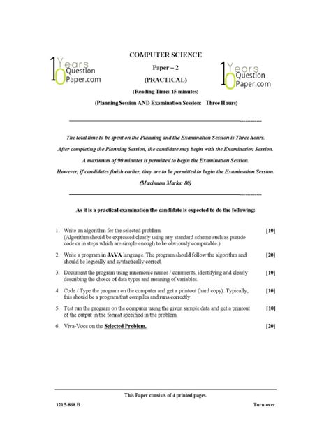 isc 2015 computer science paper 2 practical pdf computing and information technology science