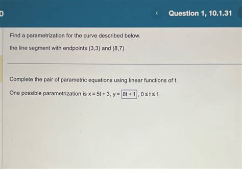 solved question 1 10 1 31find a parametrization for the