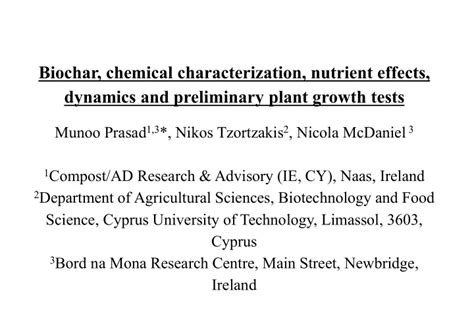 [ppt] Biochar Chemical Characterization Nutrient Effects Dynamics And Powerpoint