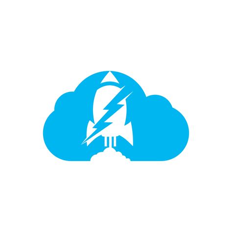 Electric Rocket Vector Logo Design Rocket With Thunderbolt And Cloud