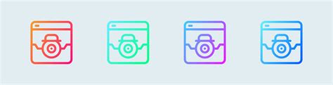 Spyware Line Icon In Gradient Colors Cyber Protection Signs Vector Illustration 26374614