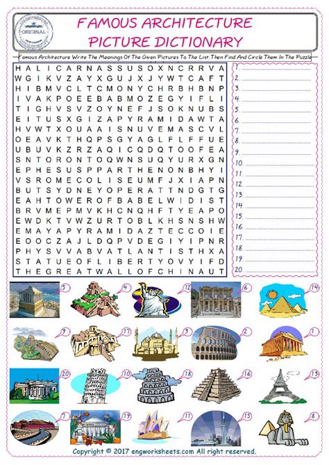 Famous Architecture Esl Printable English Vocabulary Worksheets Teaching Vocabulary English