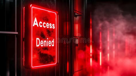Access Denied Warning Showing On A Red Screen In A Server Room Stock Image Image Of Protection