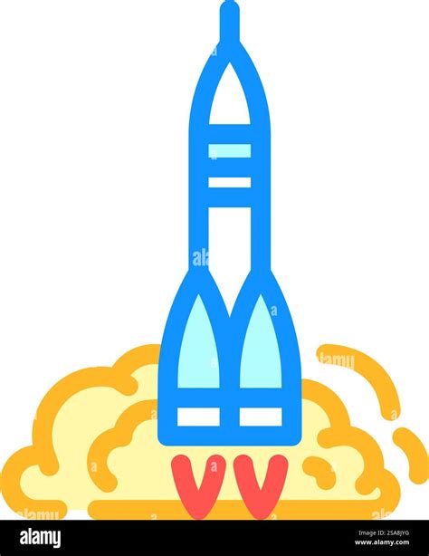 Rocket Launch Space Exploration Color Icon Vector Rocket Launch Space Exploration Sign