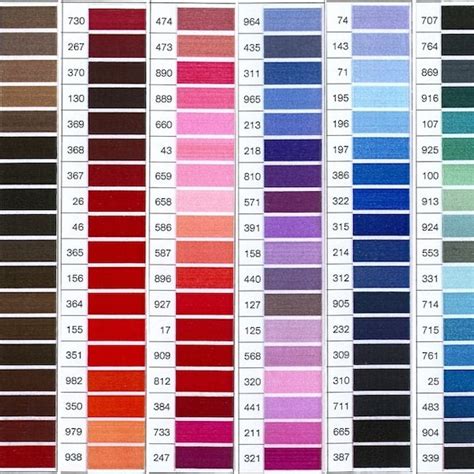 Dmc Floss Color Chart Etsy