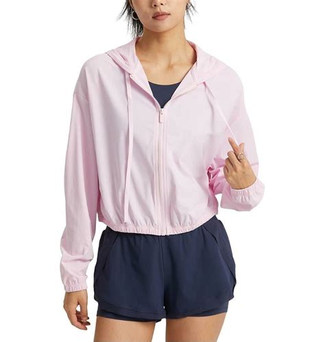 Wyeysyt 여성용 Upf 50 Uv 자외선 차단 크롭 재킷 운동 달리기 셔츠 지퍼 업 후디 야외 재킷핑 티몬