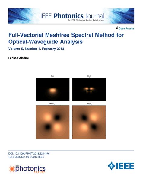 Pdf Full Vectorial Meshfree Spectral Method For Optical Waveguide Analysis