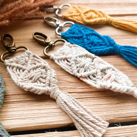Handmade Boho Macrame Keychainsbag Charm Etsy