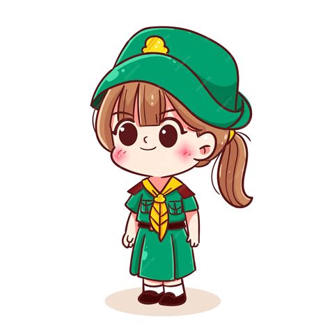 태국 소녀 스카우트 만화 어린이 캐릭터 교육 벡터 일러스트 레이션 무료 벡터