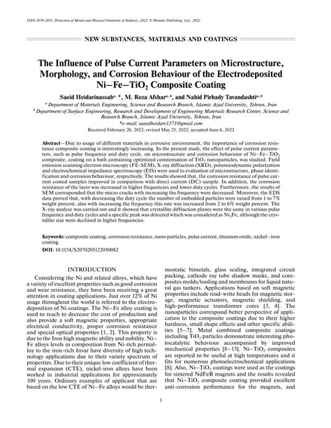 Pdf The Influence Of Pulse Current Parameters On Microstructure Morphology And Corrosion