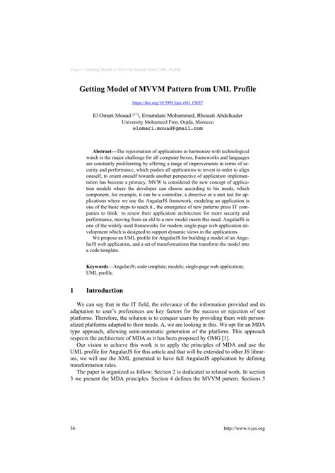 Pdf Getting Model Of Mvvm Pattern From Uml Profile