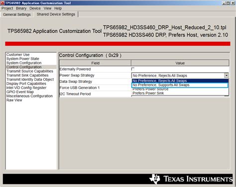 TPS65982 Configuration Tool Ver 2 10 3 Interface Forum Interface TI E2E Support Forums