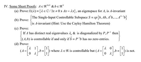solved iv some short proofs a e rnxn and be rn a prove