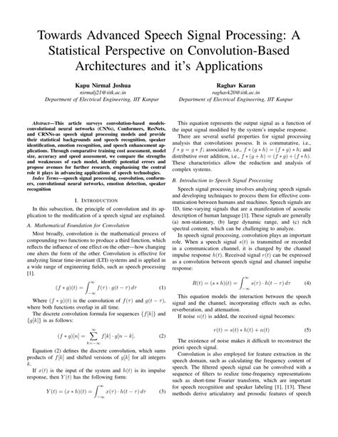 Pdf Towards Advanced Speech Signal Processing A Statistical