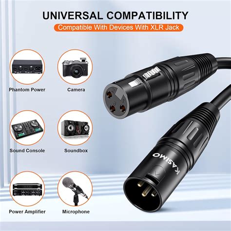 KASIMO XLR To XLR Cable 3M 3 Pin Microphone Male To Female Extension Cable Lead Neutrik Mic Jack