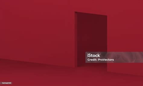 3d 게이트 직사각형 문 빨간색 빈 아파트 인테리어 최소 디자인 현실적인 벡터 일러스트 레이 션 구멍에 대한 스톡 벡터 아트 및 기타 이미지 Istock