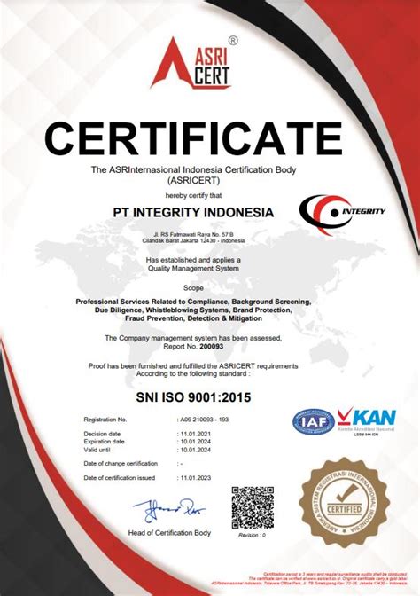 Certification Integrity Indonesia