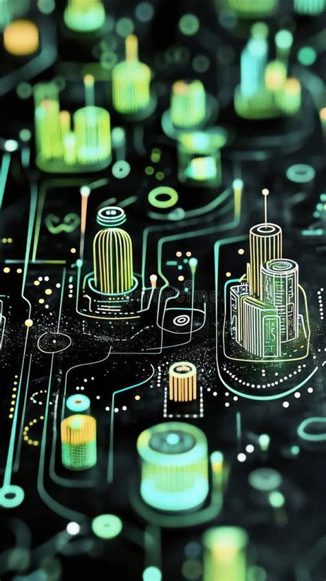 Abstract Representation Of A Digital Circuit Board With Glowing