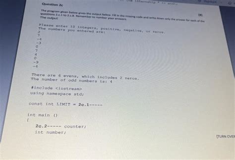 Solved The Program Given Below Gives The Output Below Fill