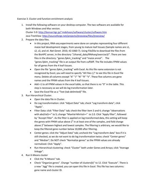 Pdf Exercise 3 Cluster And Function Enrichment Analysiscbsutc