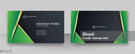 기술 기업 작풍을 가진 현대 간단한 녹색과 까만 명함 디자인 템플릿 0명에 대한 스톡 벡터 아트 및 기타 이미지 0명 개념 개념과 주제 Istock