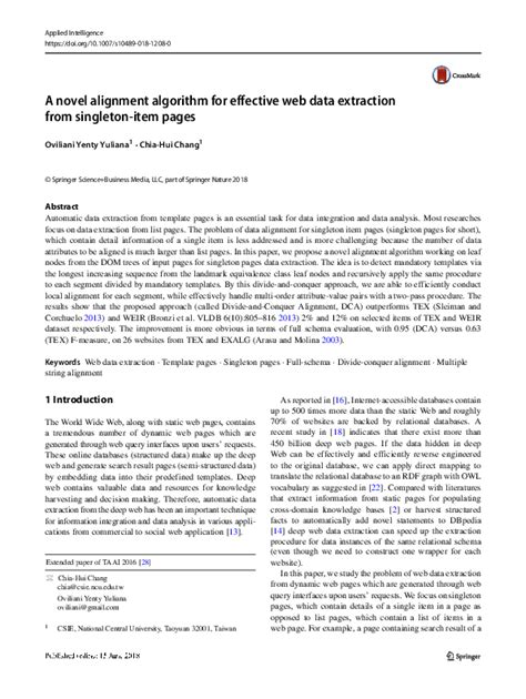 Pdf A Novel Alignment Algorithm For Effective Web Data Extraction