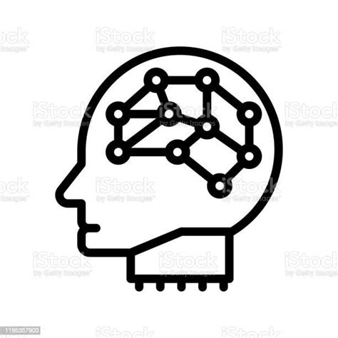 신경망 벡터가 있는 로봇 헤드 인공 관련 라인 디자인 아이콘 과학에 대한 스톡 벡터 아트 및 기타 이미지 과학 기계류 뇌