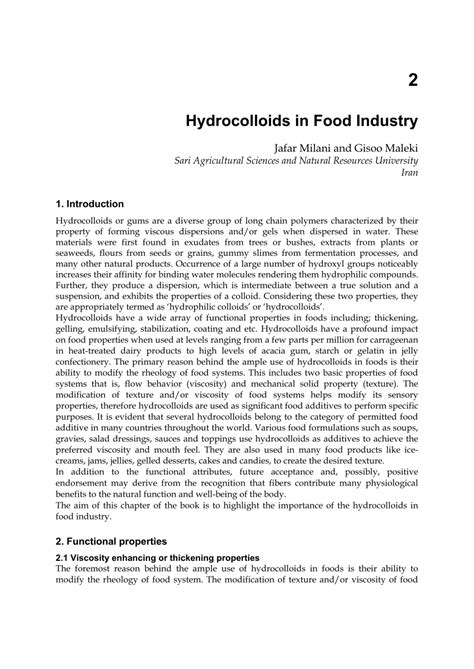 Pdf Hydrocolloids In Food Industry