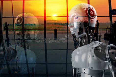 3d Robotic Render Become Part Of Daily Life Stock Illustration