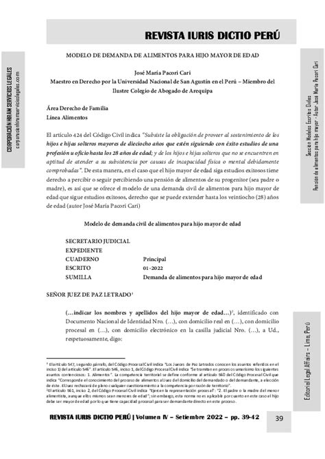 Pdf Modelo Demanda De Alimentos Para Hijo Mayor De Edad