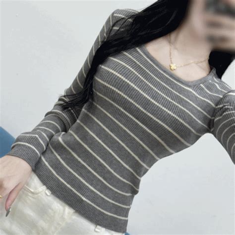 넥라인선택 고퀄리티 쫀쫀 스판 슬림핏 여리핏 베이직 골지 스퀘어넥 유넥 긴팔티셔츠 단가라 스트라이프 무지 니트티 데일리 간절기 이너티 페미닌 기본티 골지티 니트티