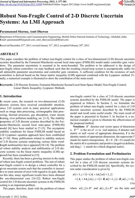robust non fragile control of 2 d discrete uncertain systems an lmi