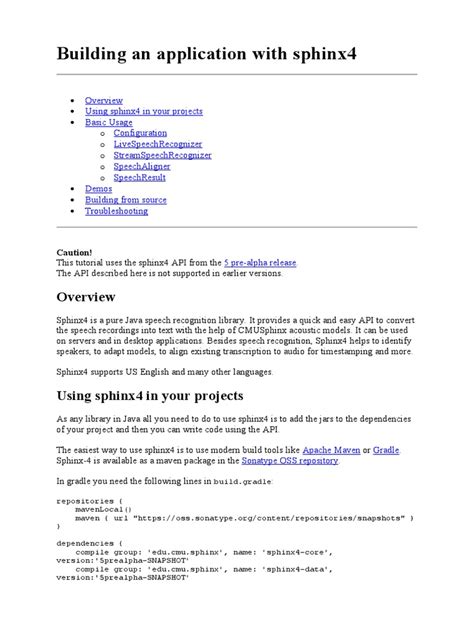 Building An Application With Sphinx4 Pdf Computing Computer