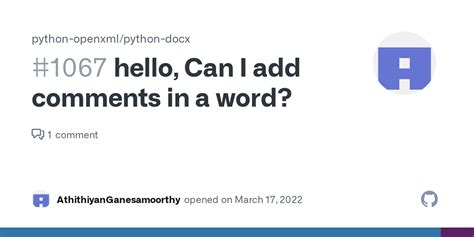 Hello Can I Add Comments In A Word · Issue 1067 · Python Openxml