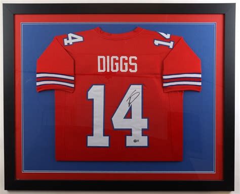 Stefon Diggs Signed 35x43 Framed Buffalo Bills Red Jersey Display Bec