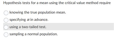 solved hypothesis tests for a mean using the critical value