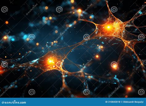 Neural Network Synapses Firing In The Brain Stock Illustration Illustration Of Dendrite