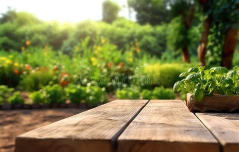 Empty Wooden Table On The Background Of Farmer S Fields Vegetable